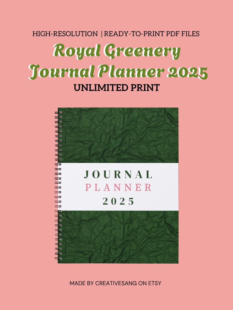 Royal Greenery 2025 Planner - Emerald Leaf Journal - Digital Printable ...