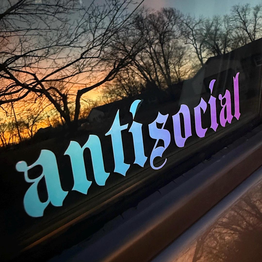 Antisocial Vinyl Car Decal | Bumper Sticker | Laptop Decal | Text Decal ...