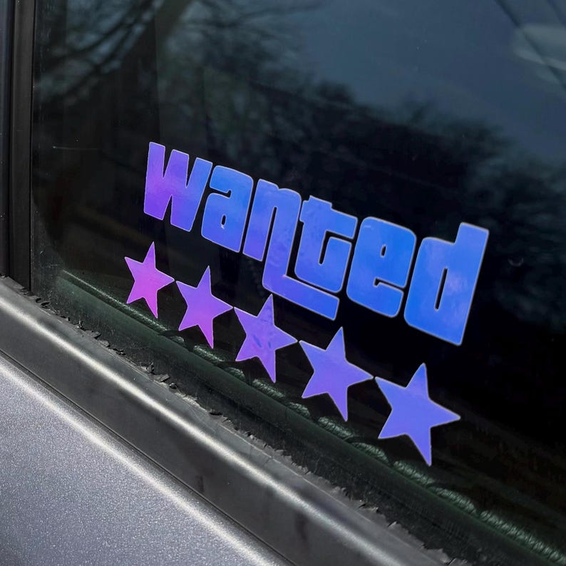 Wanted 5 Stars Vinyl Car Decal | Bumper Sticker | Laptop Decal | Text ...