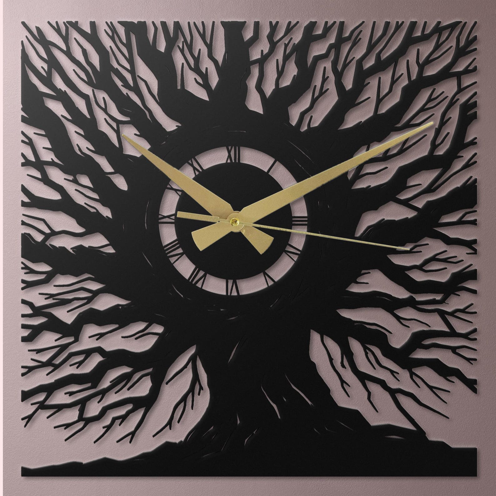 Metal Tree of Life Wall Clock: Celtic Family Roots Art, Roman Numerals ...
