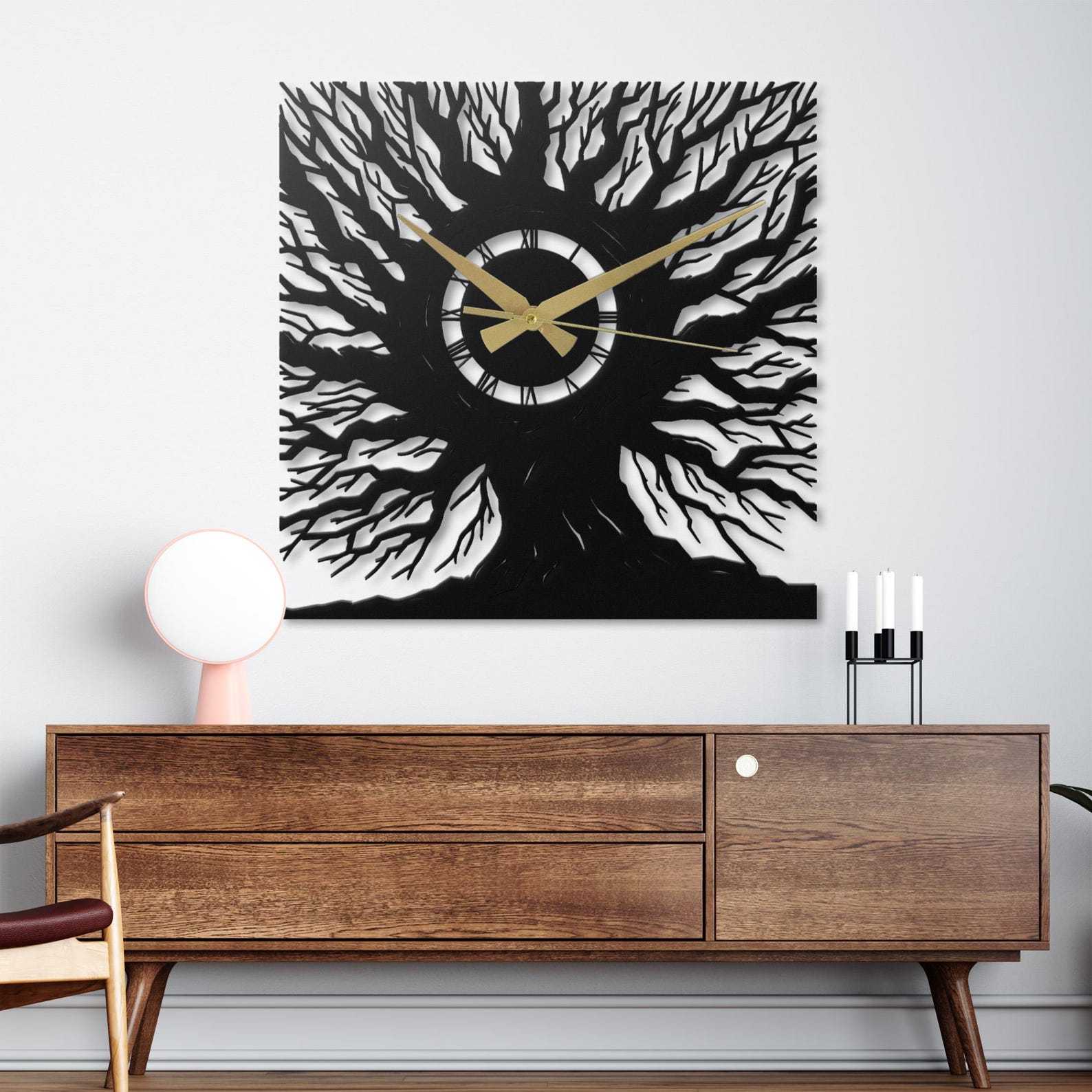 Metal Tree of Life Wall Clock: Celtic Family Roots Art, Roman Numerals ...