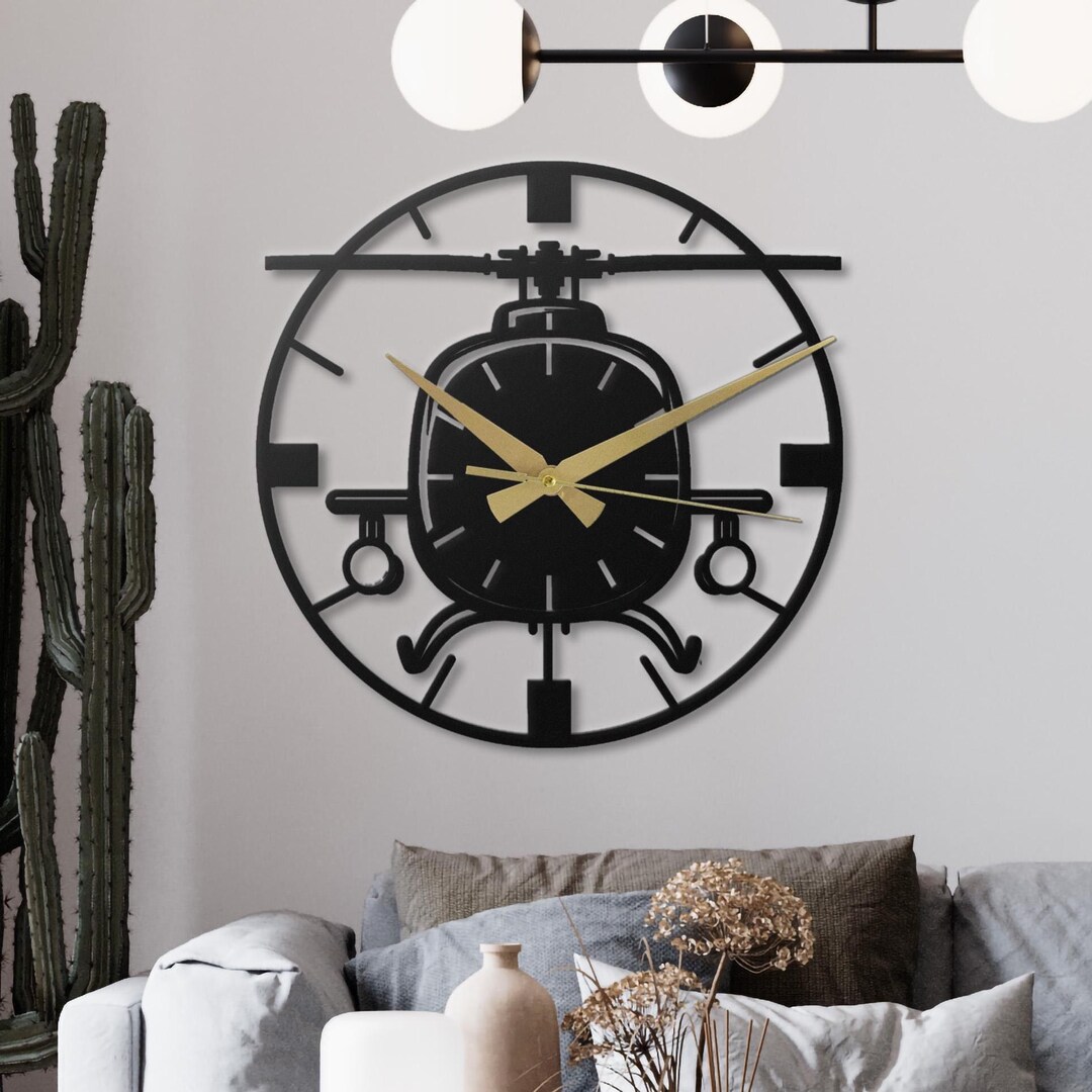 Metal Helicopter Wall Clock: Aviation Decor, Pilot Gift - Etsy