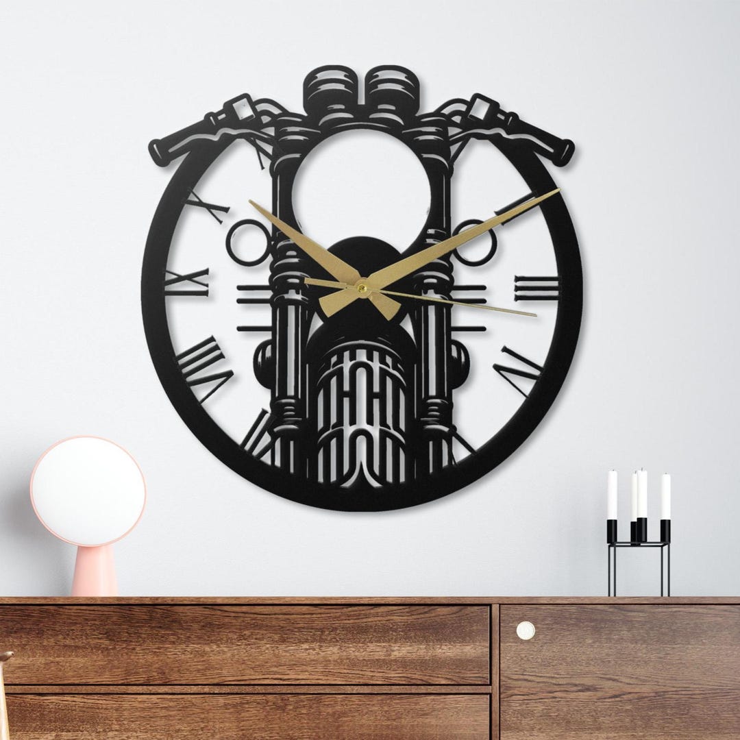 Motorcycle Metal Wall Clock, Biker Gift Art Decor, Man Cave Garage ...