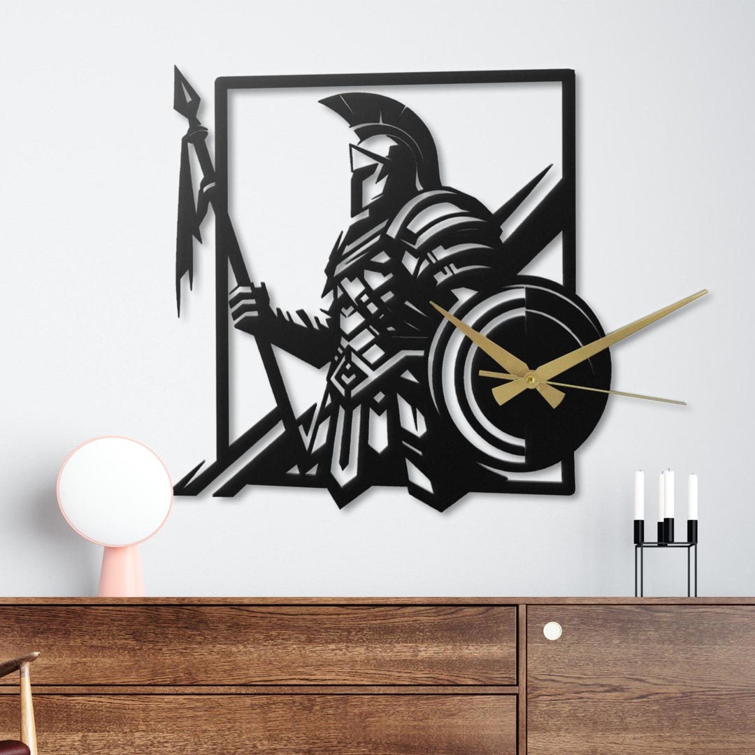Spartan Warrior Metal Wall Clock: Greek History Art Decor - Etsy