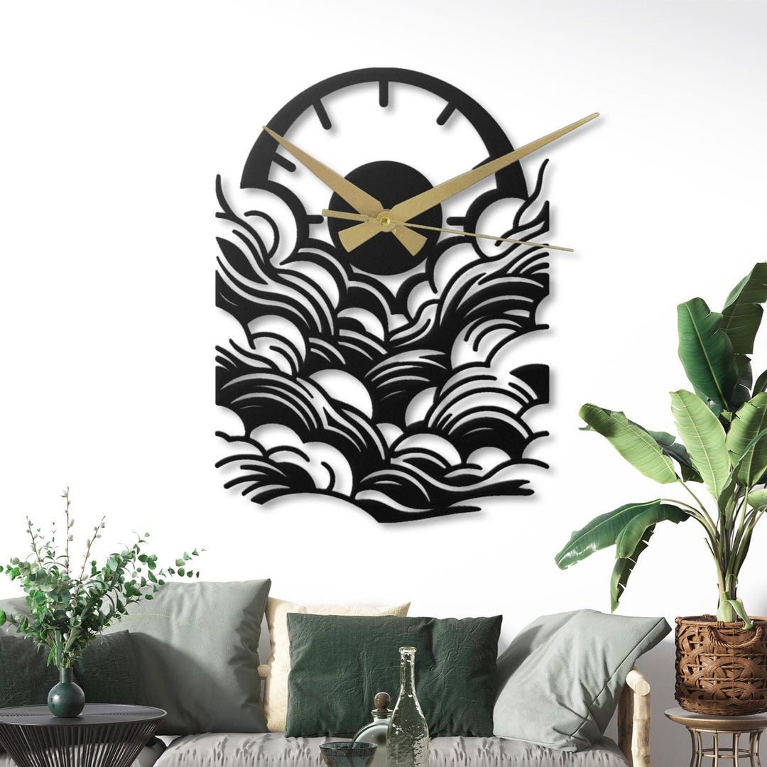 Stylized Cloud Metal Wall Clock, Sky Theme Wall Art Decor, Silent Metal ...