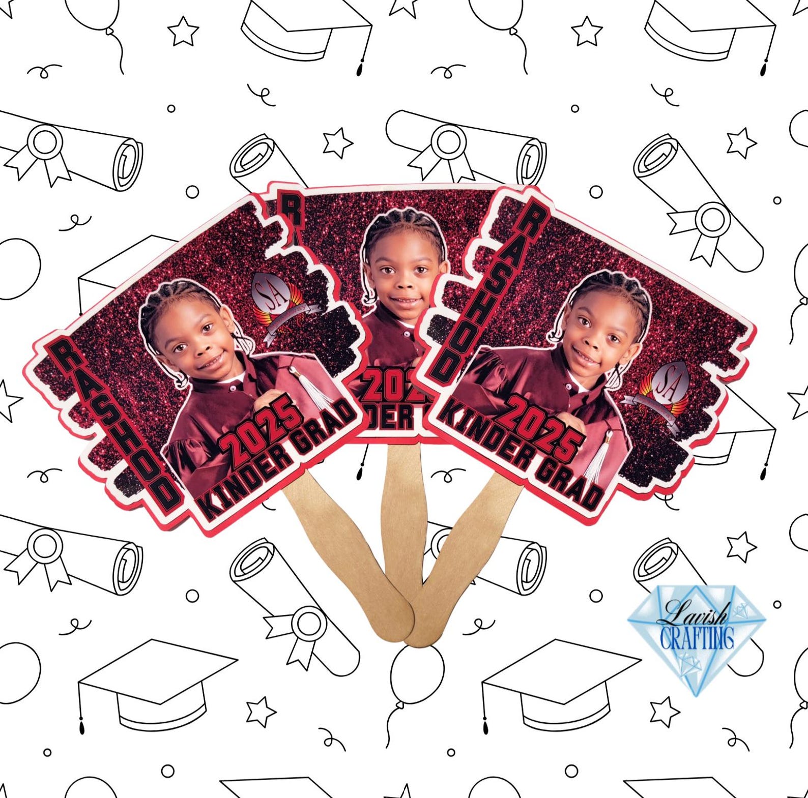 Kindergarten/pre-k Graduation Fans, Custom Graduation Fans, Big Head ...