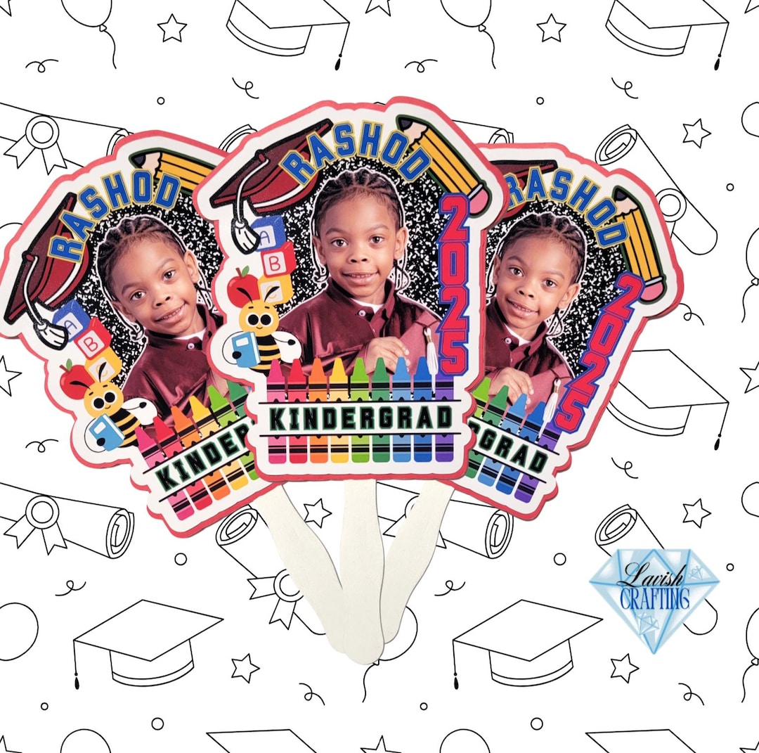 Custom Graduation Fans: Kindergarten/pre-k Big Head Laminated Fans - Etsy