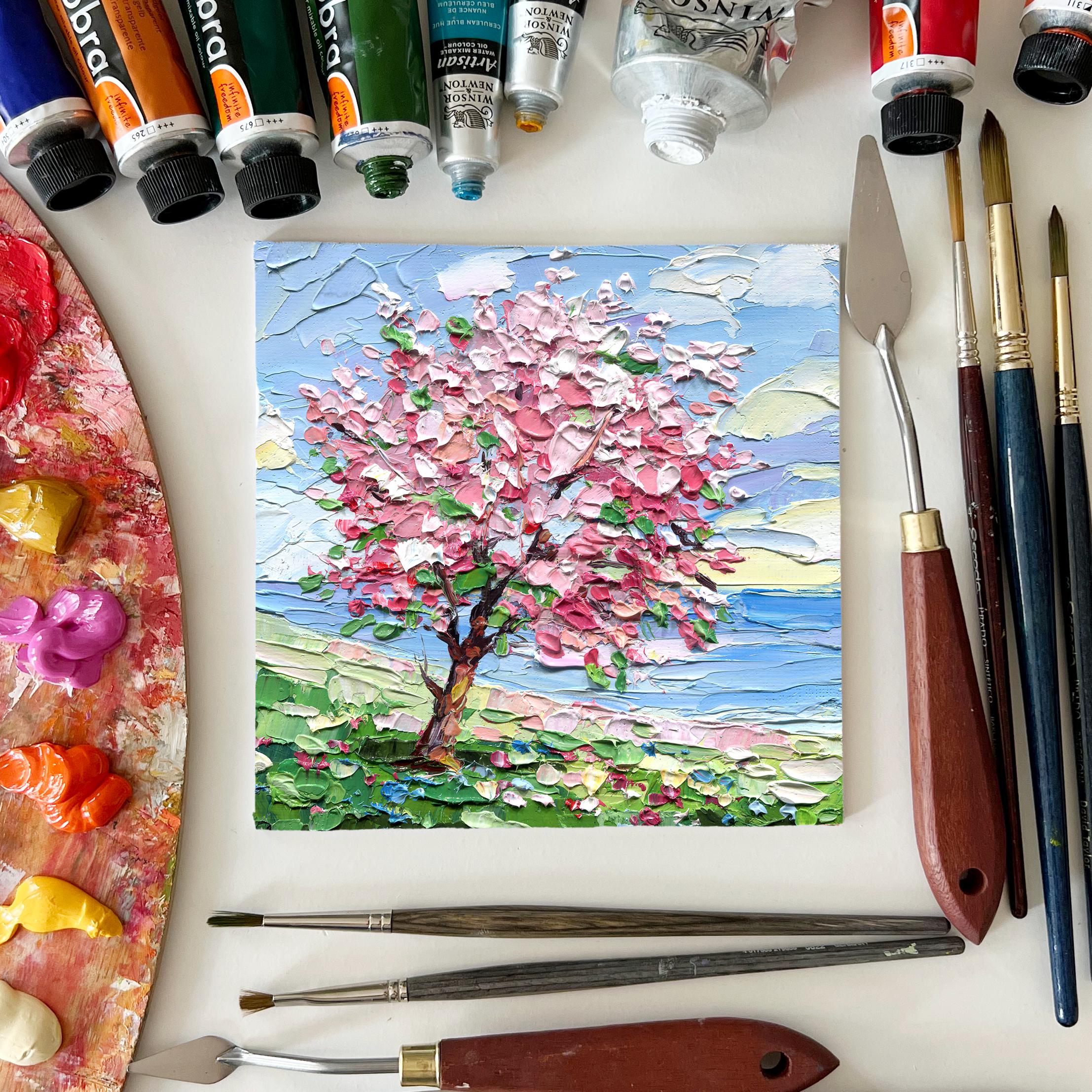 Cherry Blossom Tree Impasto Oil Painting – Original Spring Landscape ...