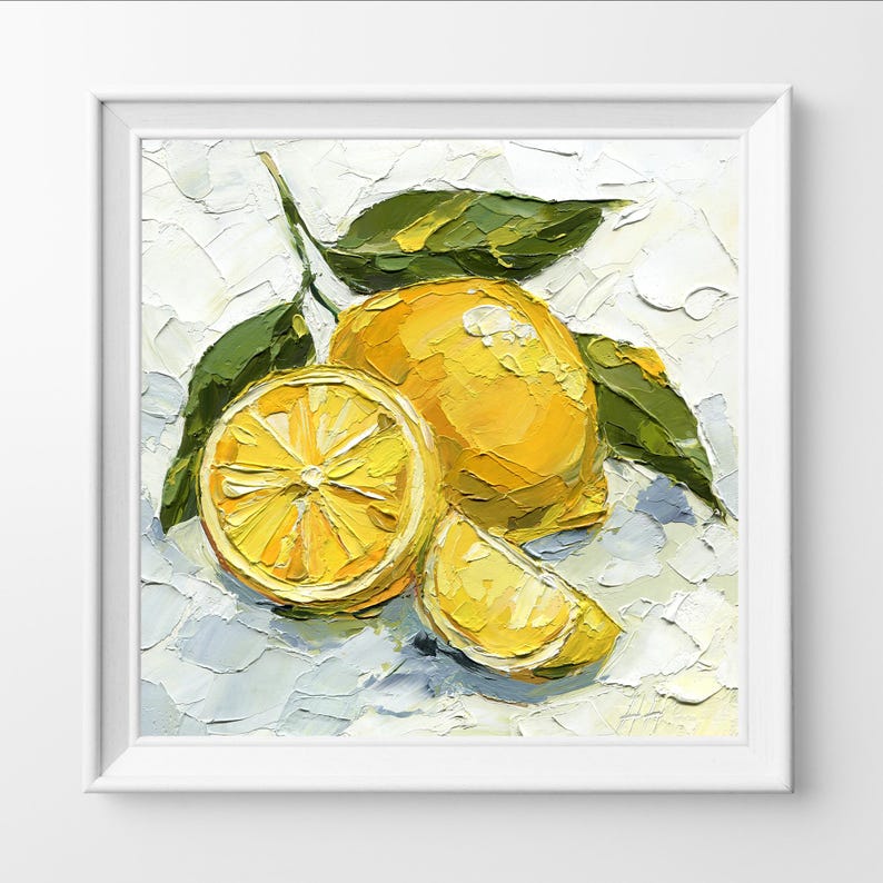 Lemon Oil Painting, Original Impasto Citrus Still Life, Palette Knife ...