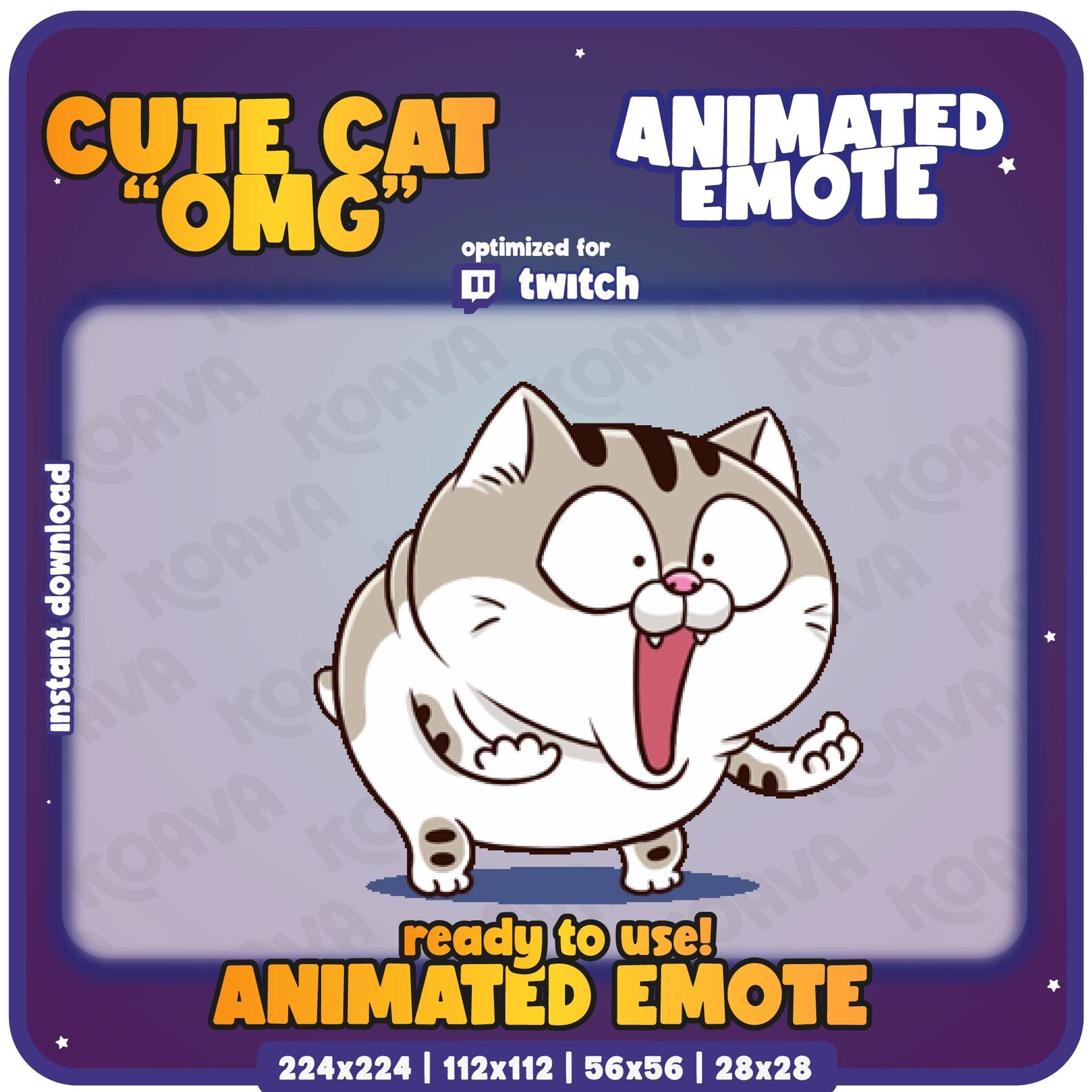 Cat OMG Animated Emote for Twitch, Kick (instant Download) - Etsy