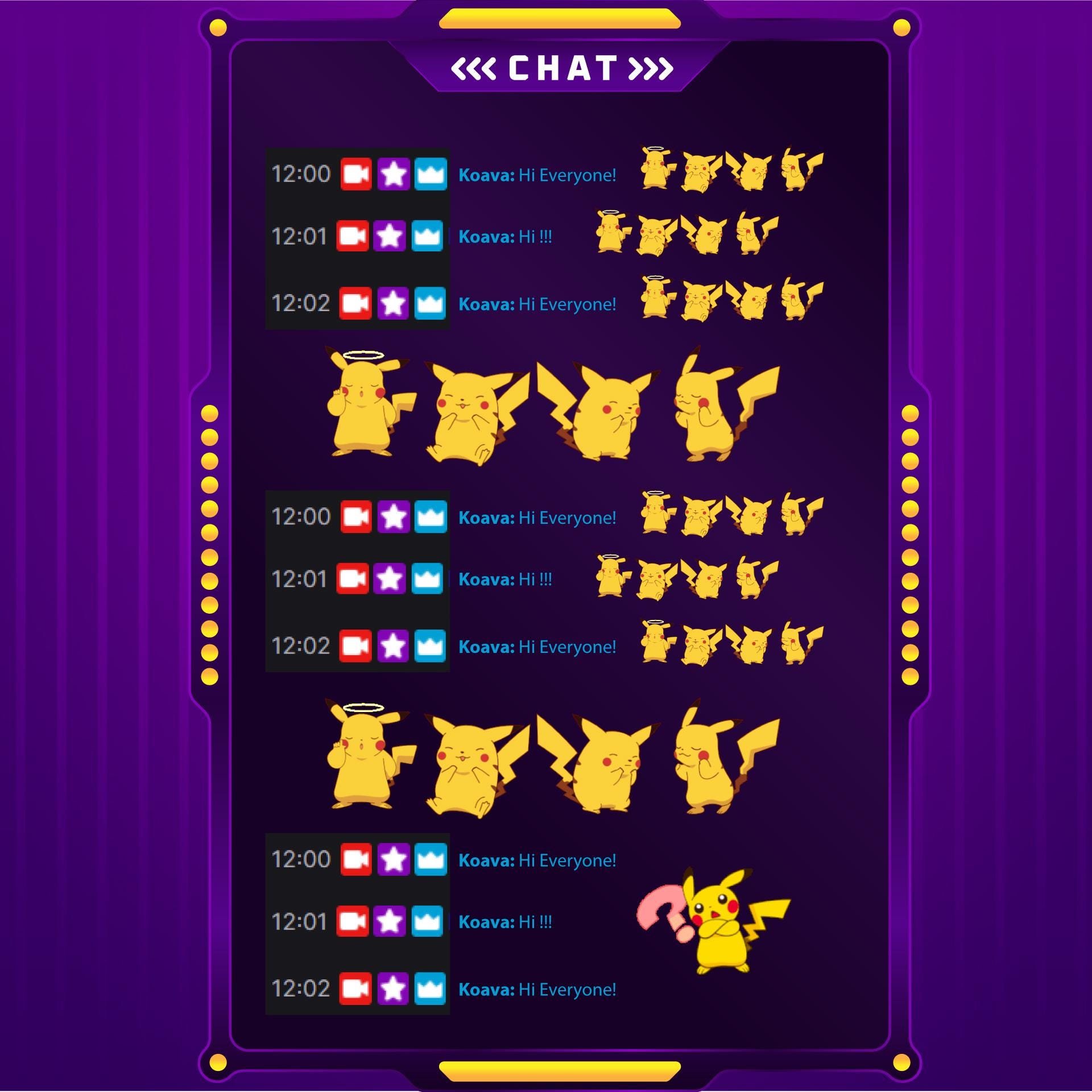 Animated Pikachu Twitch Emotes: Kawaii Streamer Pack (digital Download ...