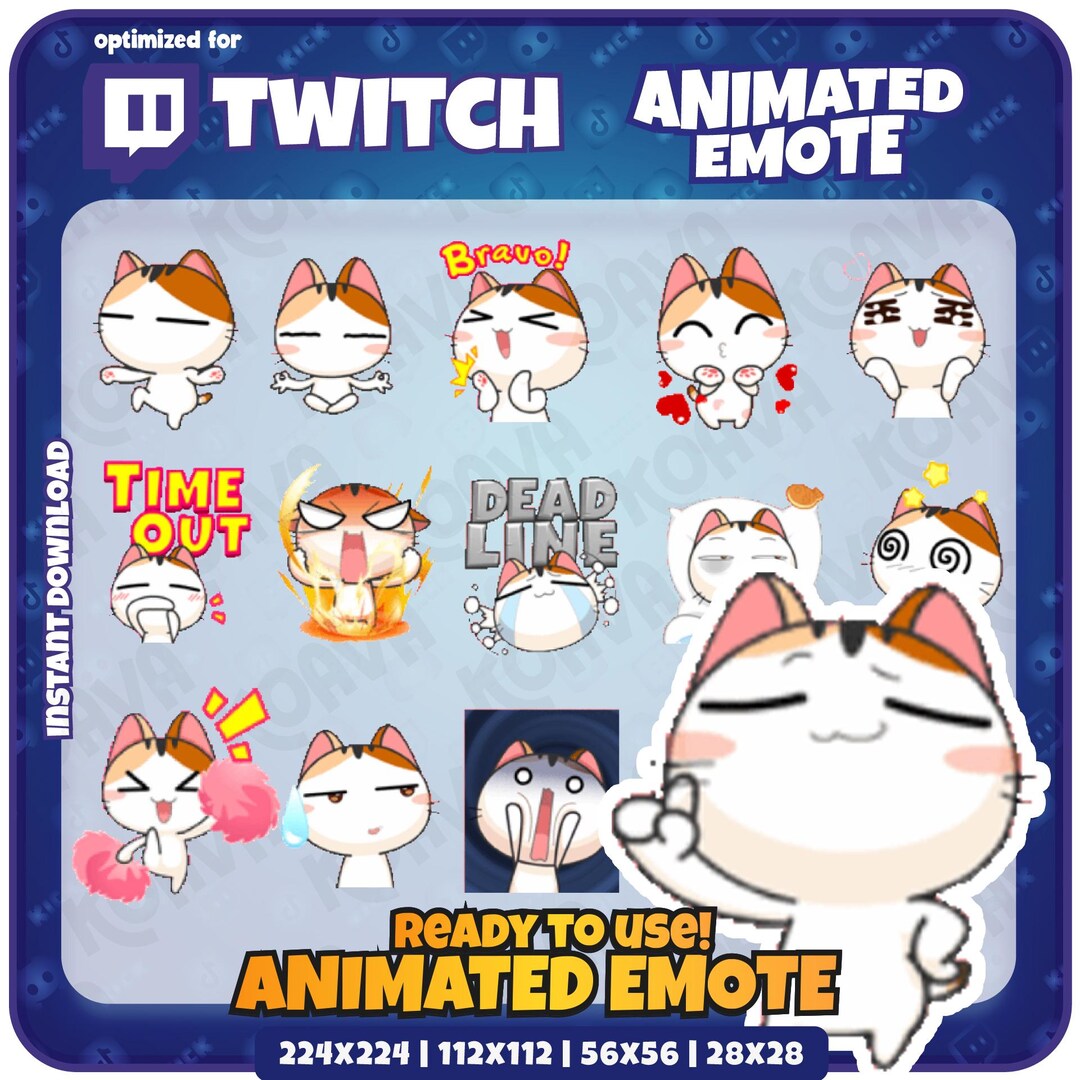 Twitch Animated Emote Pack | 16x Animated Cat Emote Pack | 16 Cute ...
