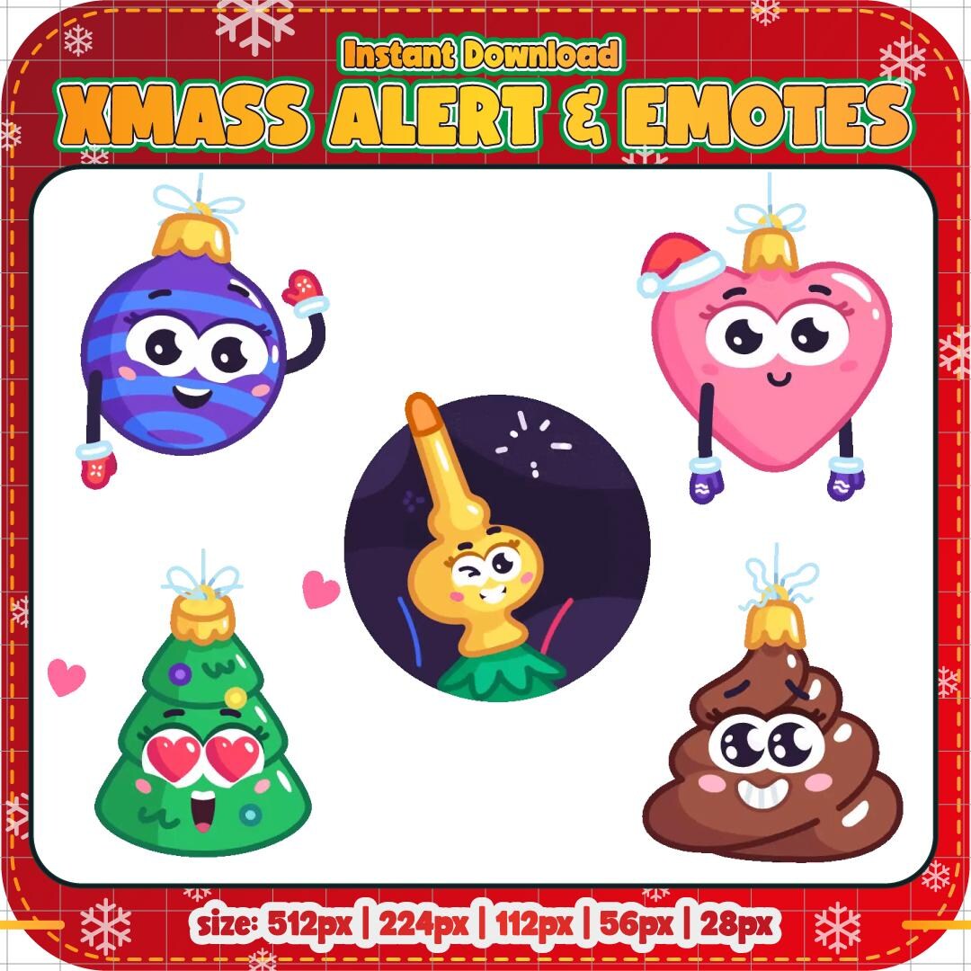 XMASS Alert and Emotes Pack | 5 Different Ornament Animated Giff ...