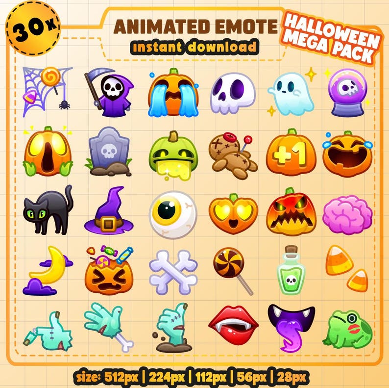 Halloween Animated Emote Pack: Spooky Twitch, Discord, Youtube Emoji ...