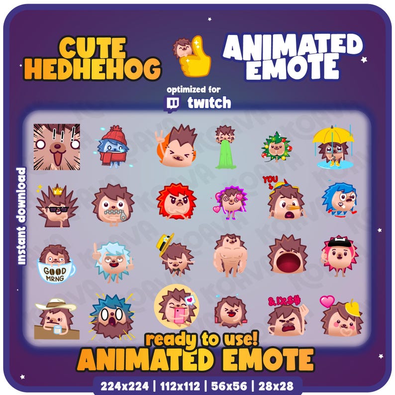 Hedgehog Animated Emotes | Twitch, Discord (instant Download - Etsy