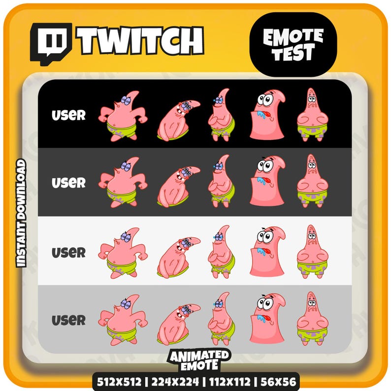 Patrick Animated Emote Pack: Funny Sponge Style Twitch/discord Emotes ...