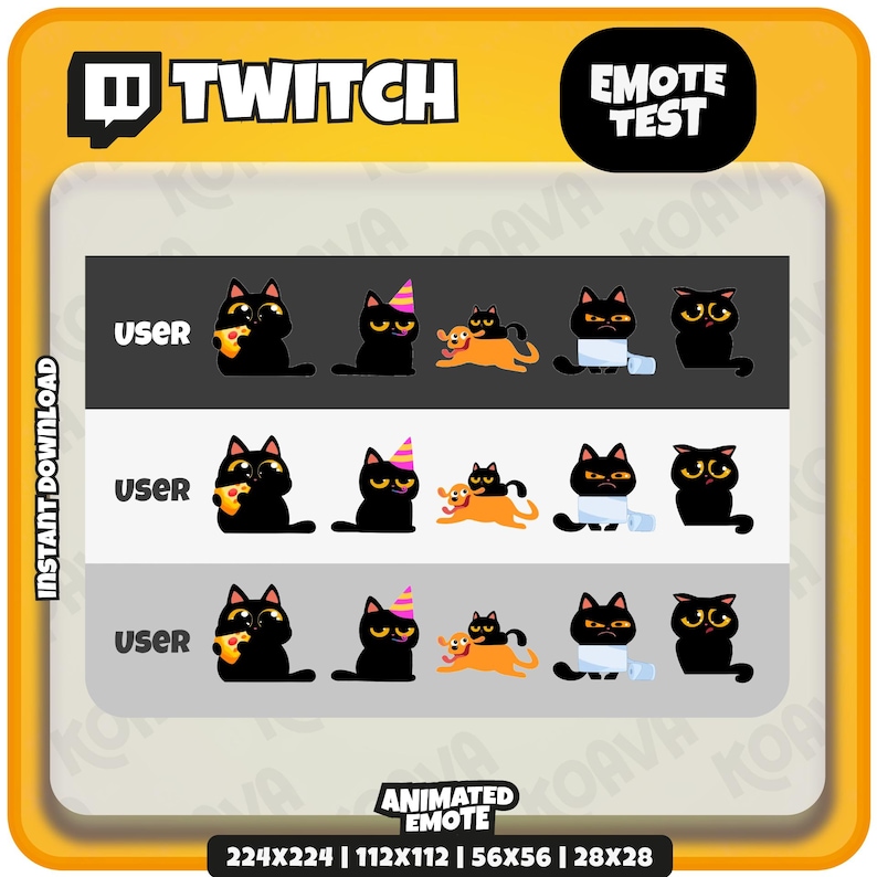Animated Black Cat Twitch Emotes Pack: 23x Ready to Use (instant ...
