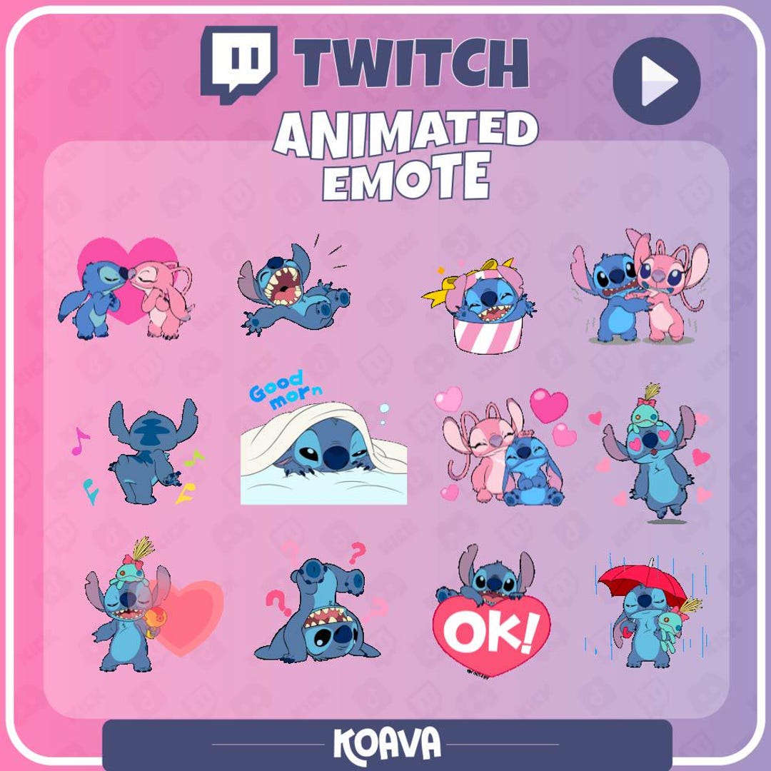 Stitch Animated Emotes for Twitch, Kick, Discord (instant Download .ZIP ...