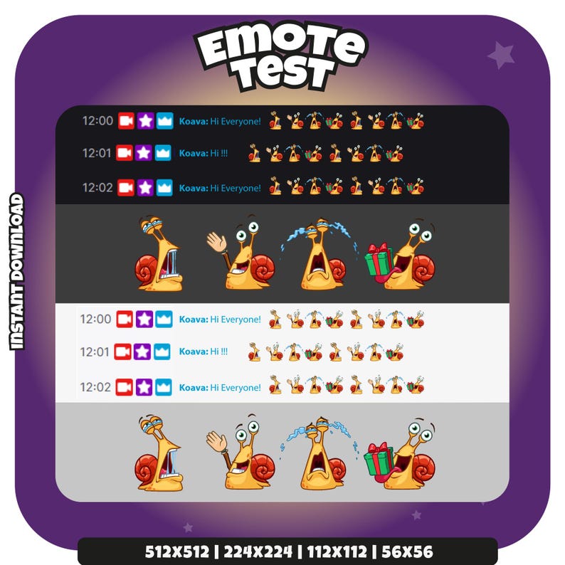 Animated Shelldon Snail Emote Pack: 24 Twitch/discord/kick Emotes ...