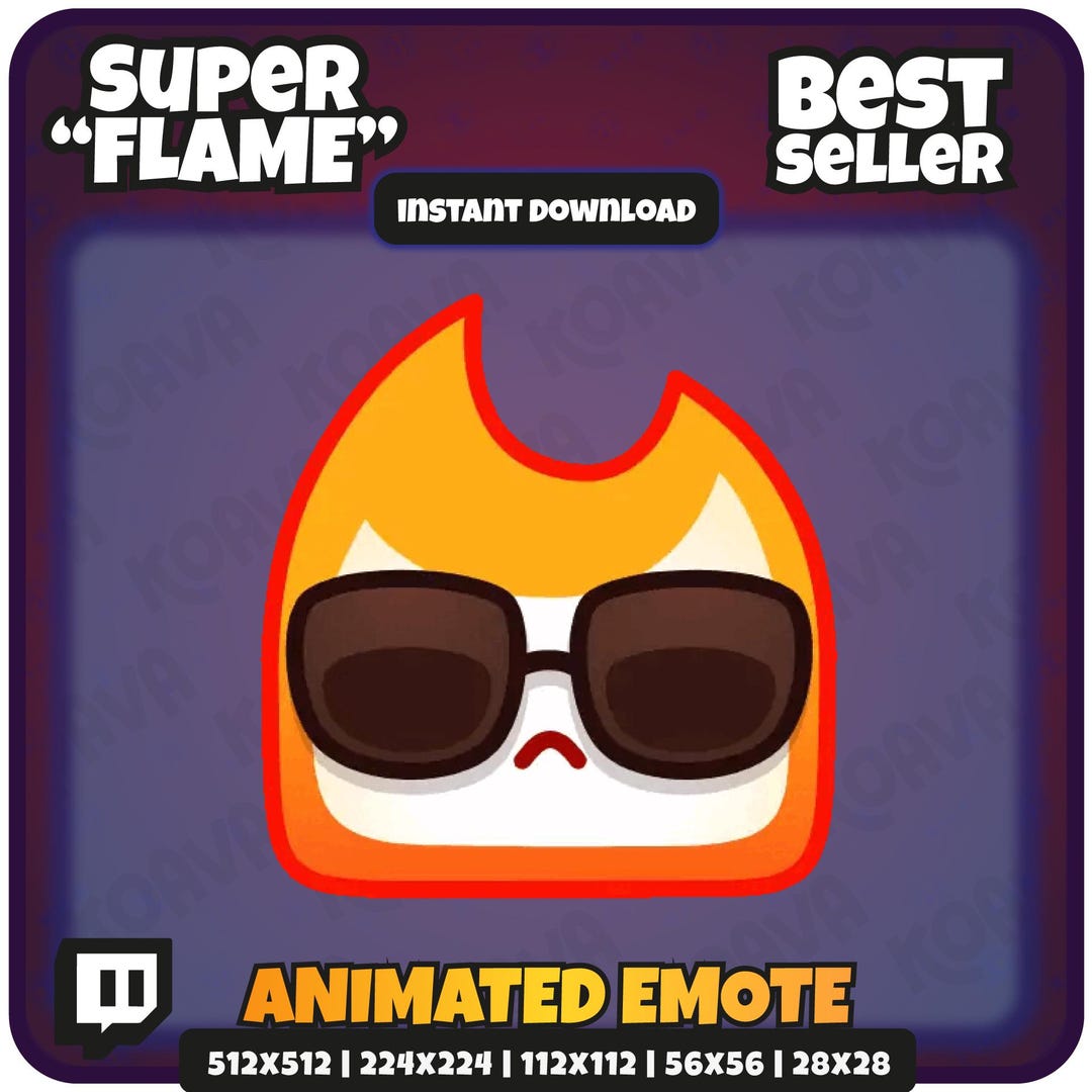 Twitch | Super Flame Animated Emote | Cool Sunglasses Fire Emote for ...