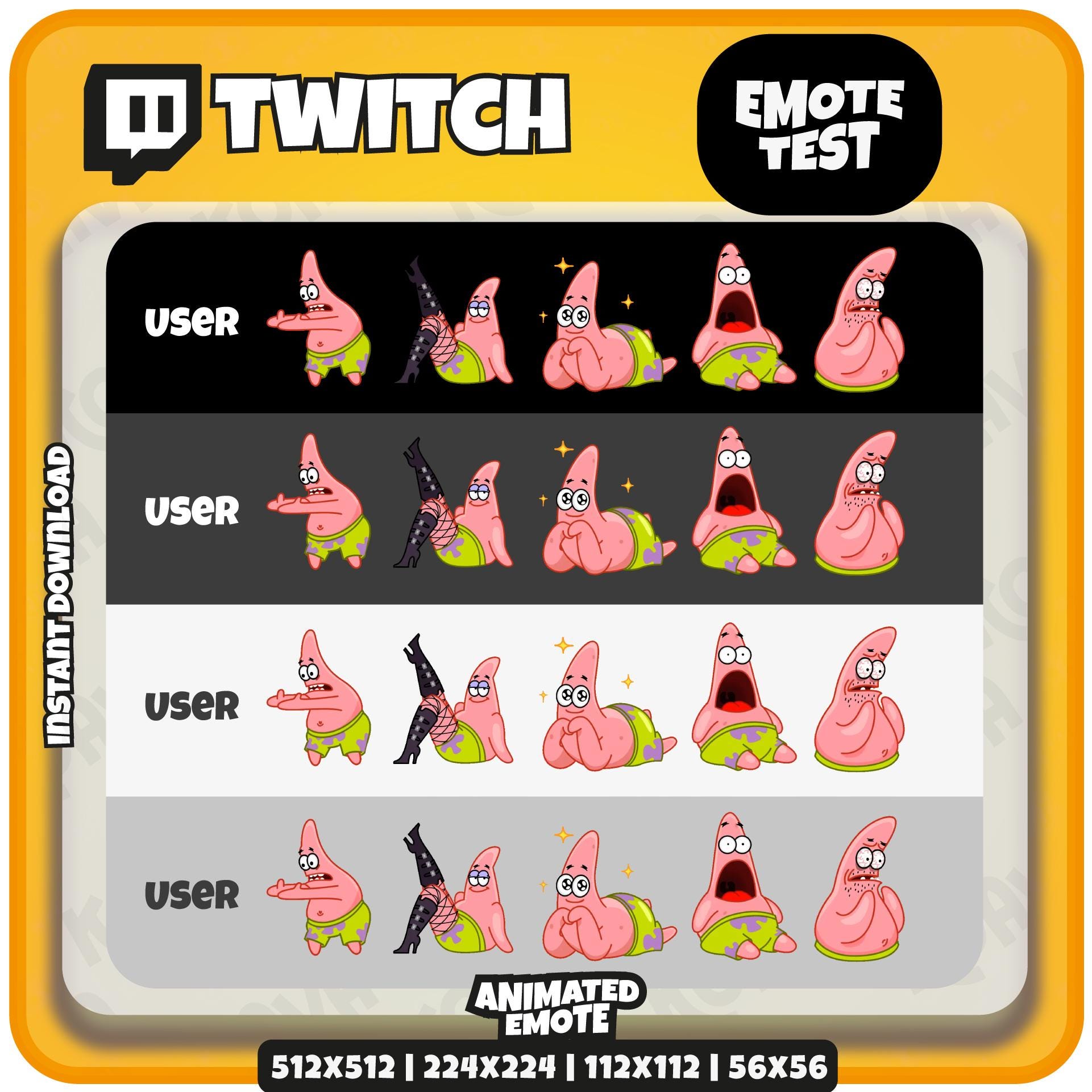 Patrick Animated Emote Pack: Funny Sponge Style Twitch/discord Emotes ...