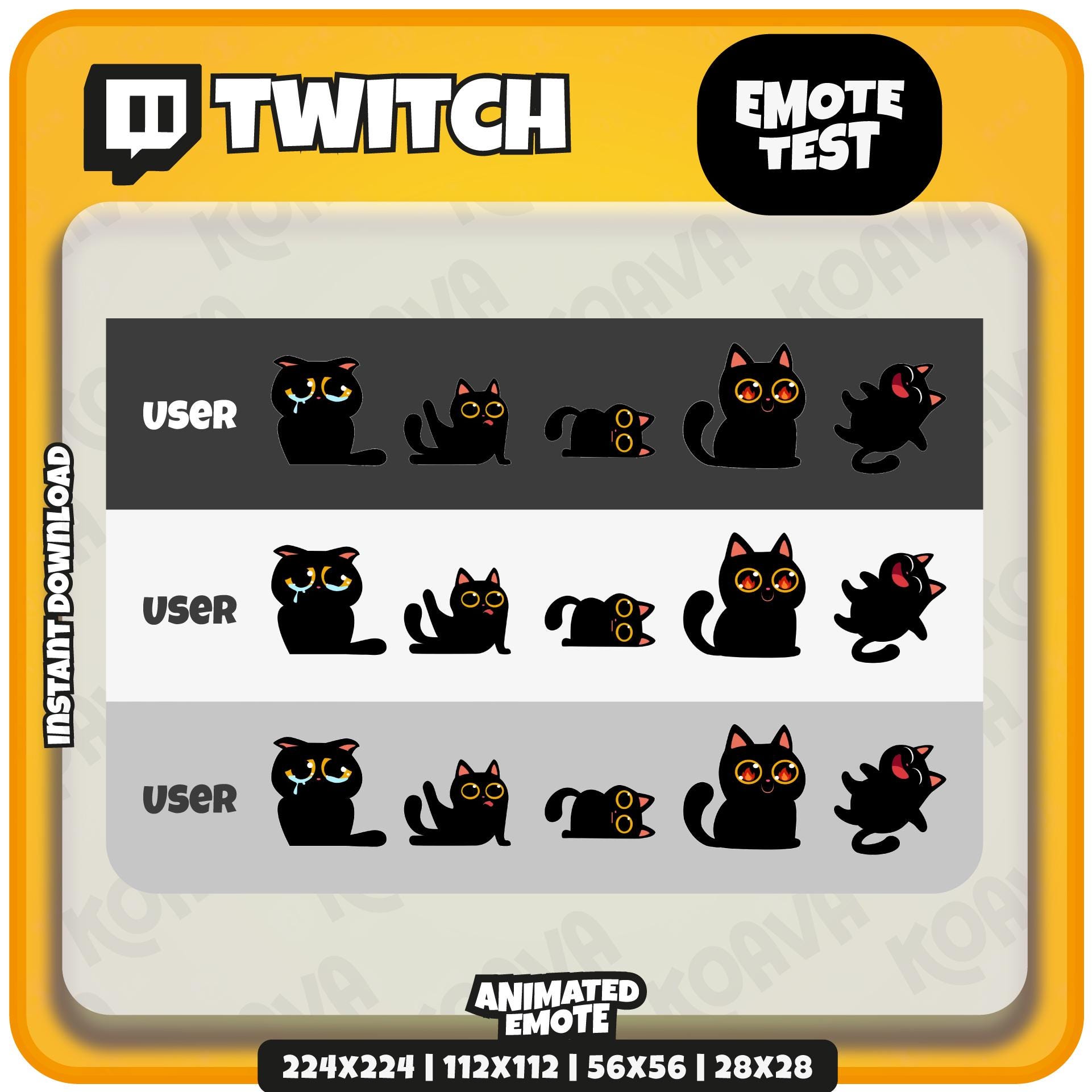 Animated Black Cat Twitch Emotes Pack: 23x Ready to Use (instant ...