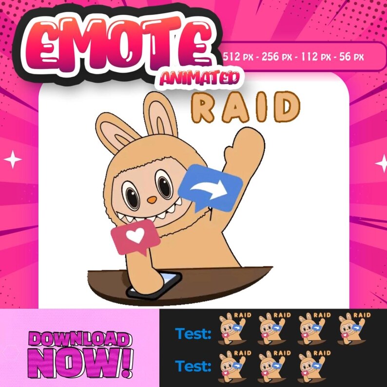 Animated Raid Bunny Emote | Twitch, Discord, Kick Streamer Reaction ...