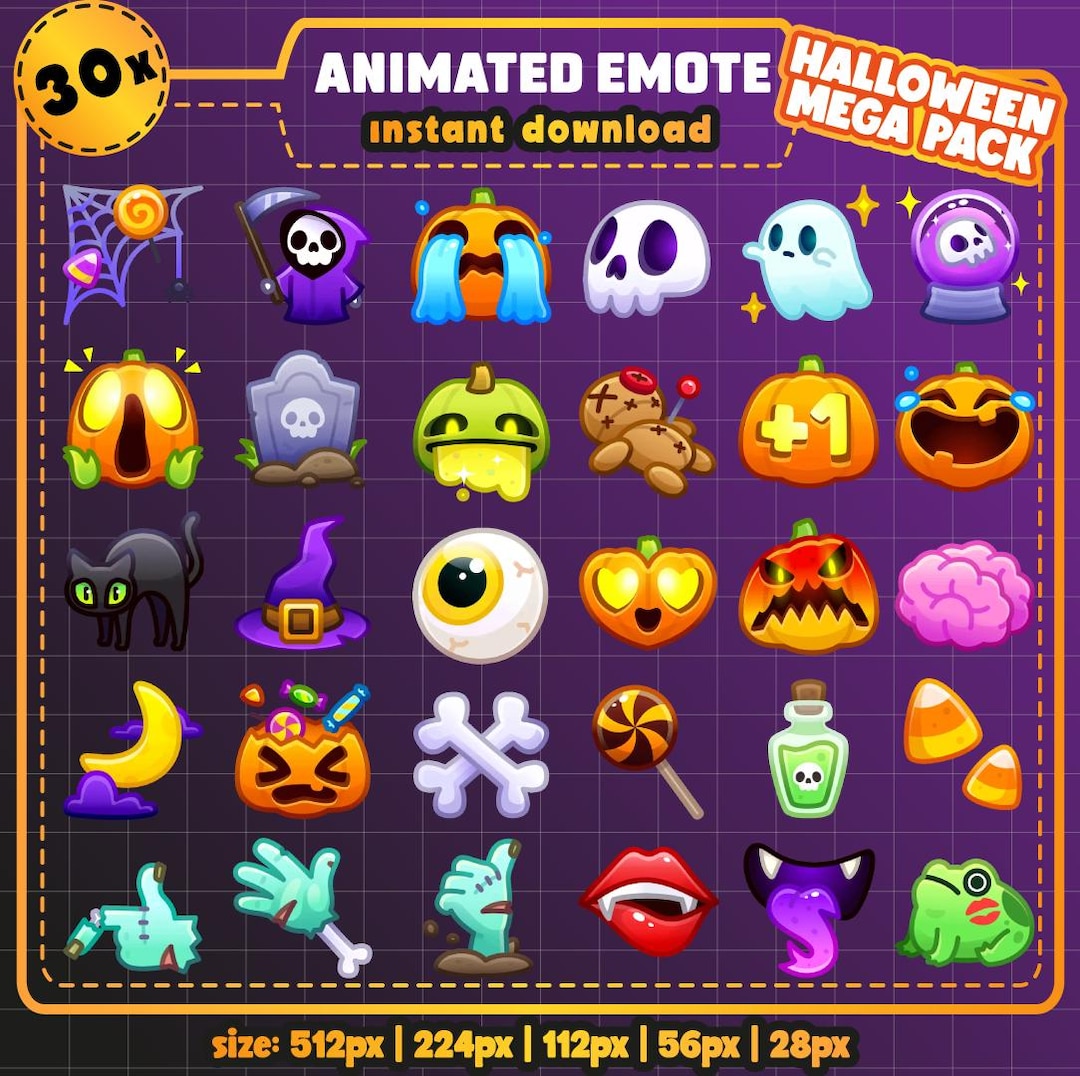 Halloween Animated Emote Pack: Spooky Twitch, Discord, Youtube Emoji ...
