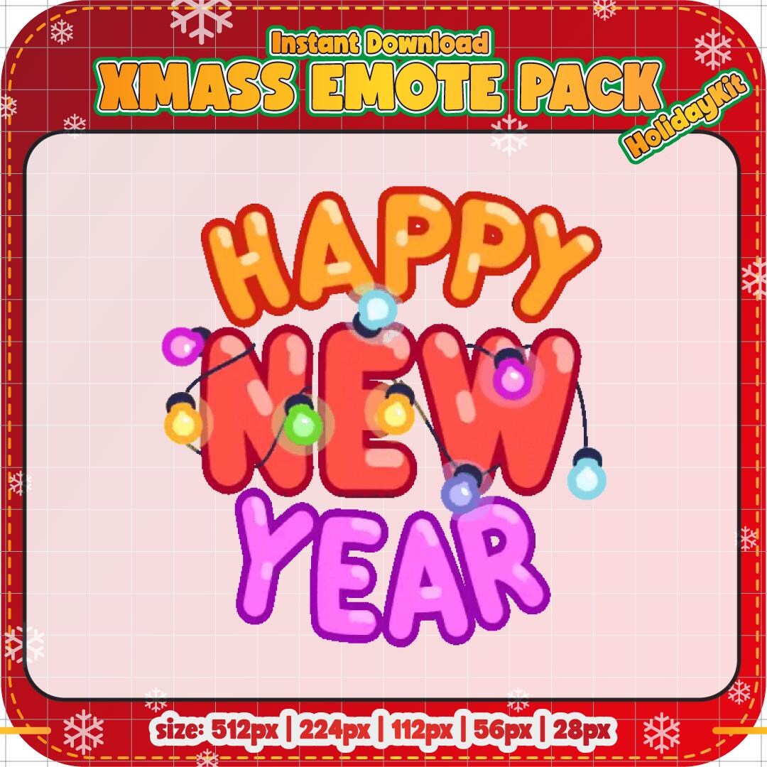 Happy New Year Emote | Festive Holiday Lights PNG (instant Download) - Etsy