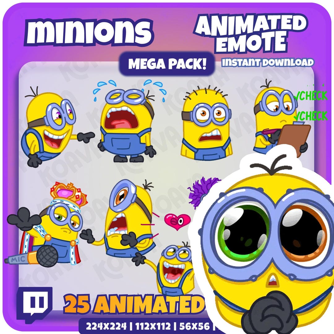 Minions Animated Emote Pack: Twitch, Kick, Discord (instant Download ...