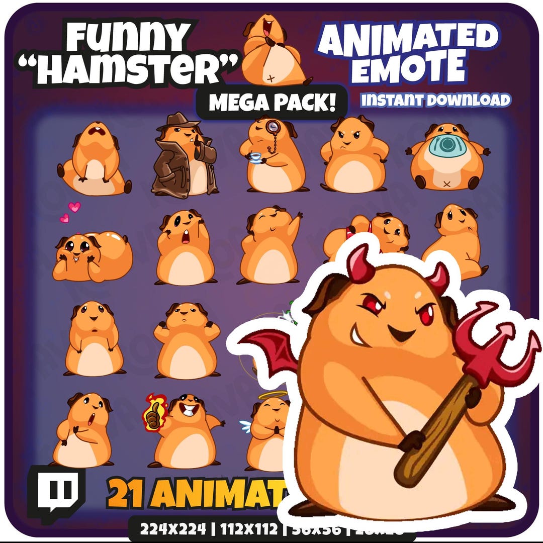 Animated Hamster Twitch Emotes: Funny Kawaii GIF Stickers (instant ...