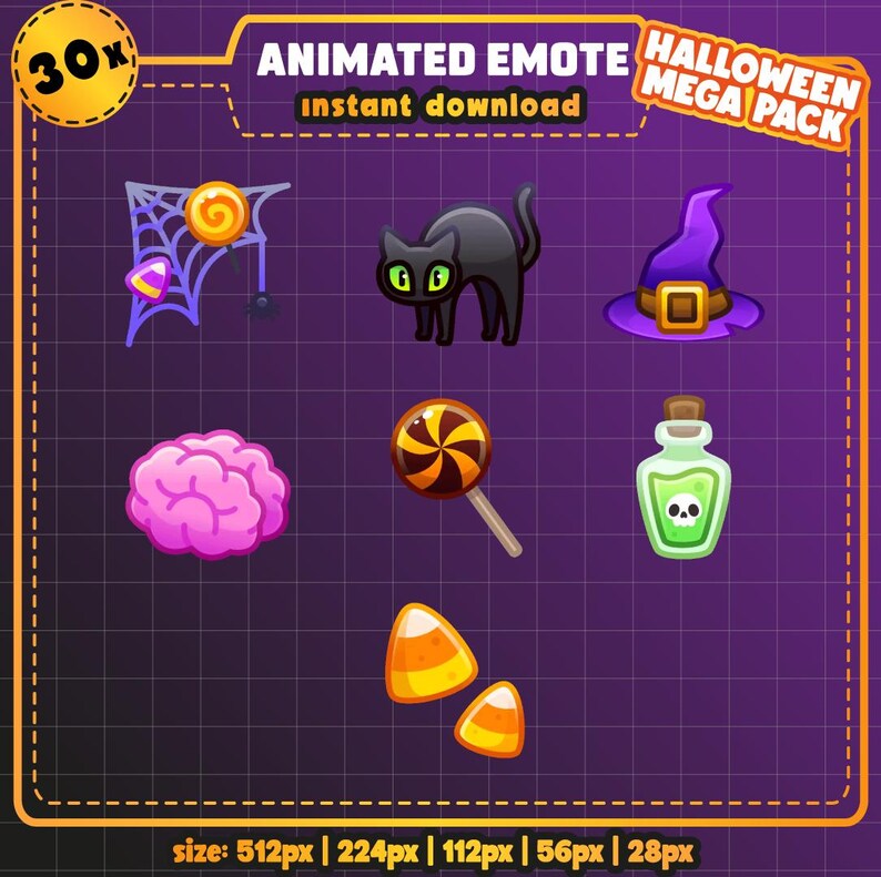Halloween Animated Emote Pack: Spooky Twitch, Discord, Youtube Emoji ...