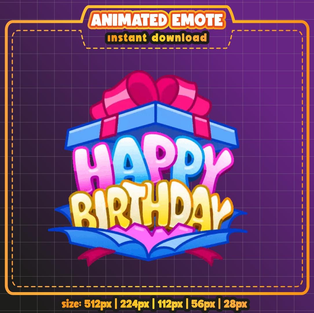 Happy Birthday Text Animated Emote | Twitch Discord Kick Emoji ...