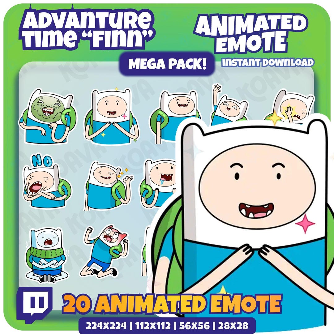 Twitch Animated Emotes: Finn Adventure Time Pack (instant Download) - Etsy