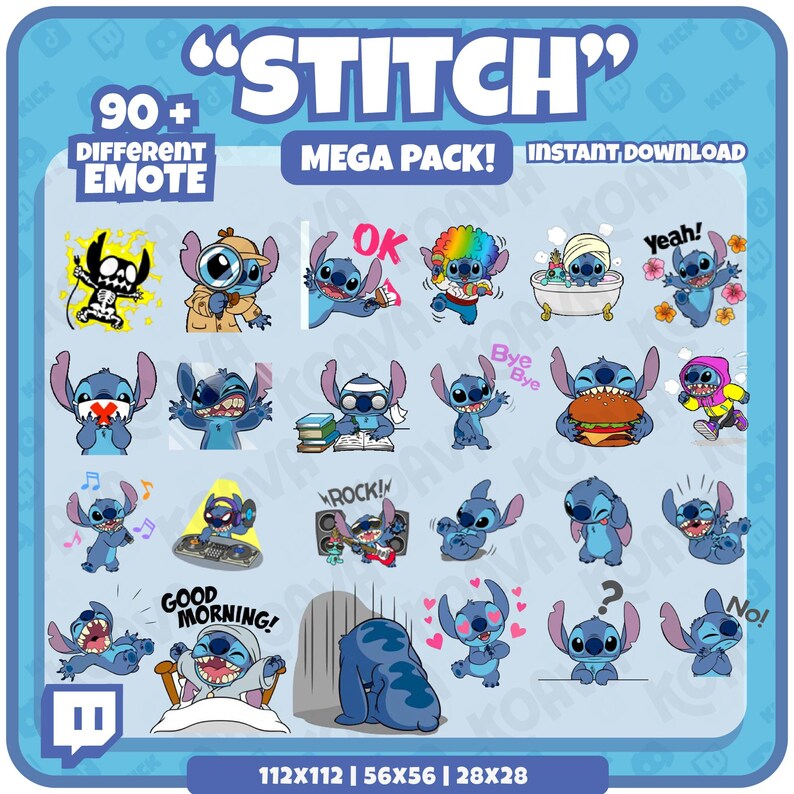 Stitch Twitch Emotes Mega Pack: Kawaii Lilo & Stitch Emoji (digital ...