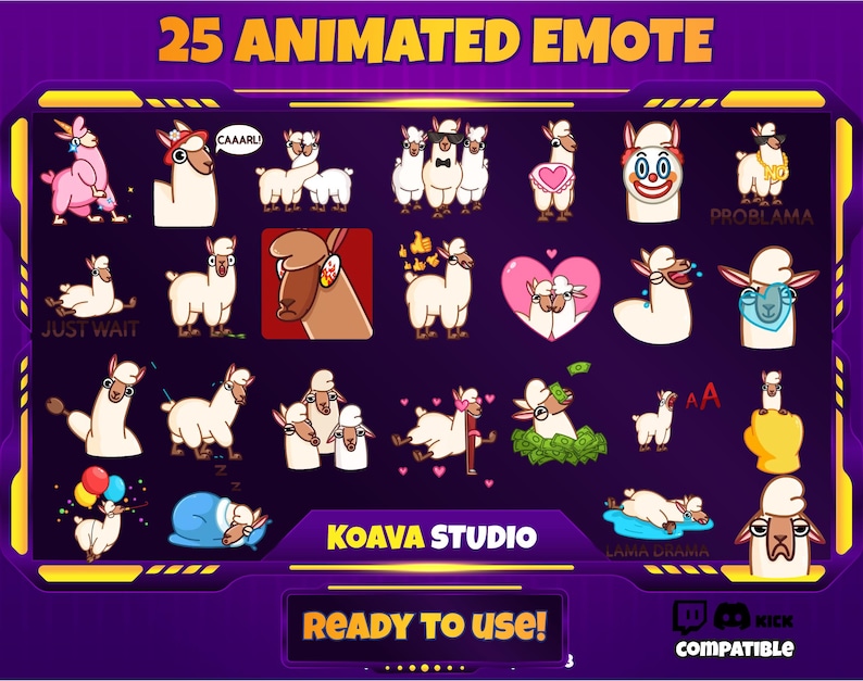 Animated Llama Twitch Emotes: Funny Problama Reactions (instant ...
