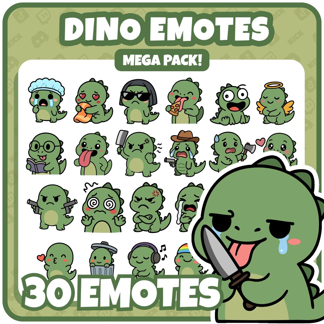 Cute Dino Emote Pack | 30 Kawaii Dinosaur Emojis (digital Download) - Etsy