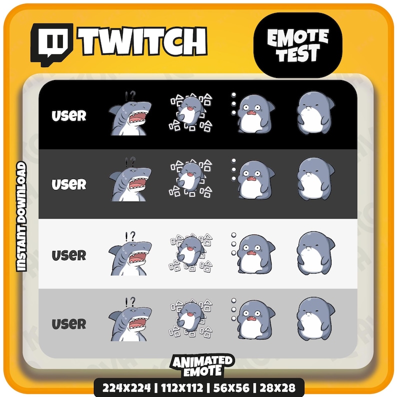 Animated Kawaii Shark Emotes Pack: 27 Twitch/discord Reactions (instant ...