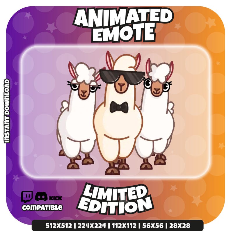 Llama Animated Emote Pack – Streamer Chat Emotes (instant Download) - Etsy