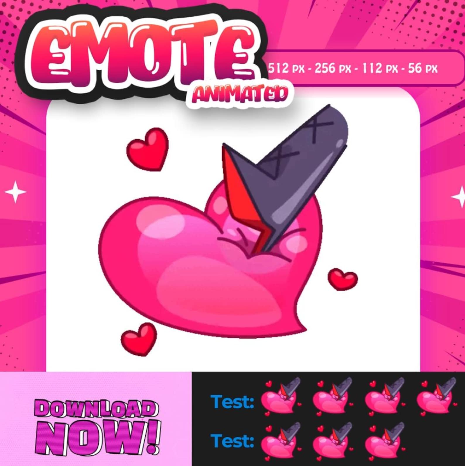Animated Love Heart Girl Emote | Cozy Pink Heart Sub Badge (digital ...