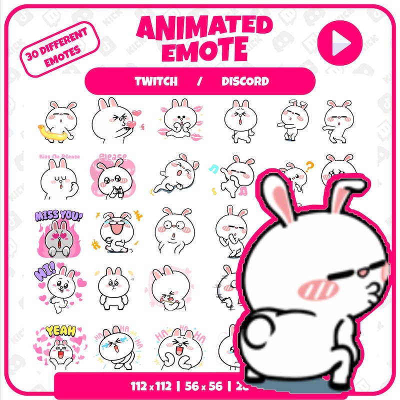 Animated Emoji Bunny - Etsy UK