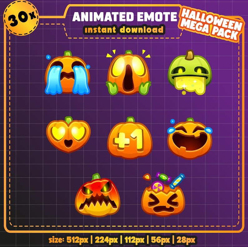 Halloween Animated Emote Pack: Spooky Twitch, Discord, Youtube Emoji ...