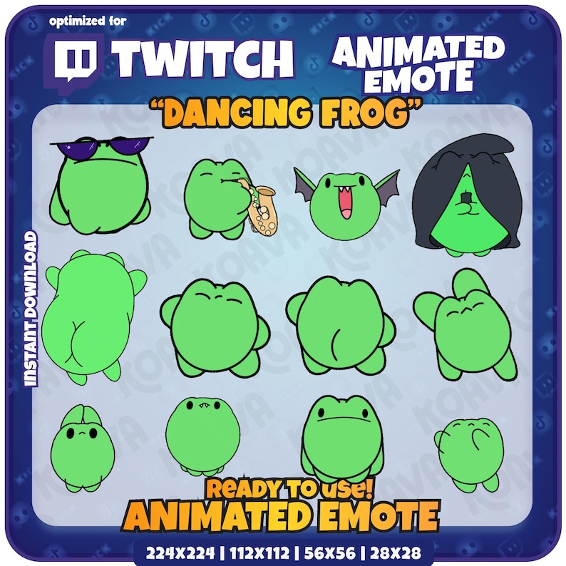 Dancing Frog Animated Emotes: Funny Twitch & Discord Gifs (instant ...