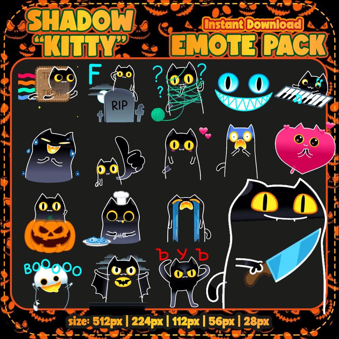 Shadow Kitty Emote Pack: Spooky Cat Twitch & Discord Emotes (instant ...