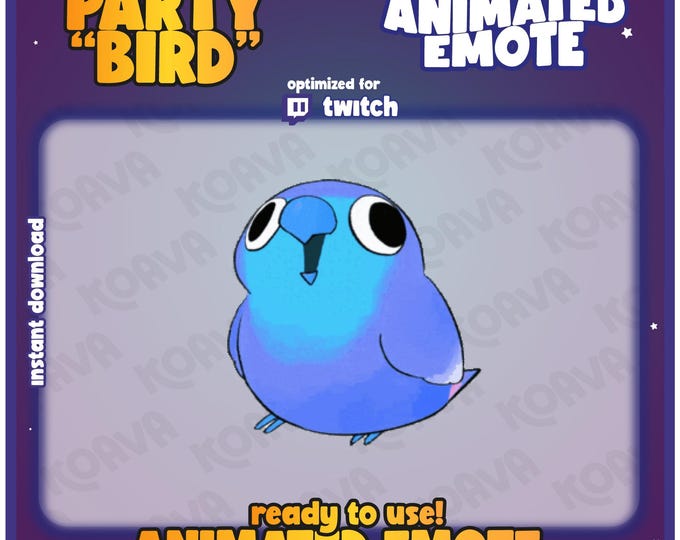 Animated Party Bird Emote: Twitch, Kick, Discord (instant Download .ZIP ...