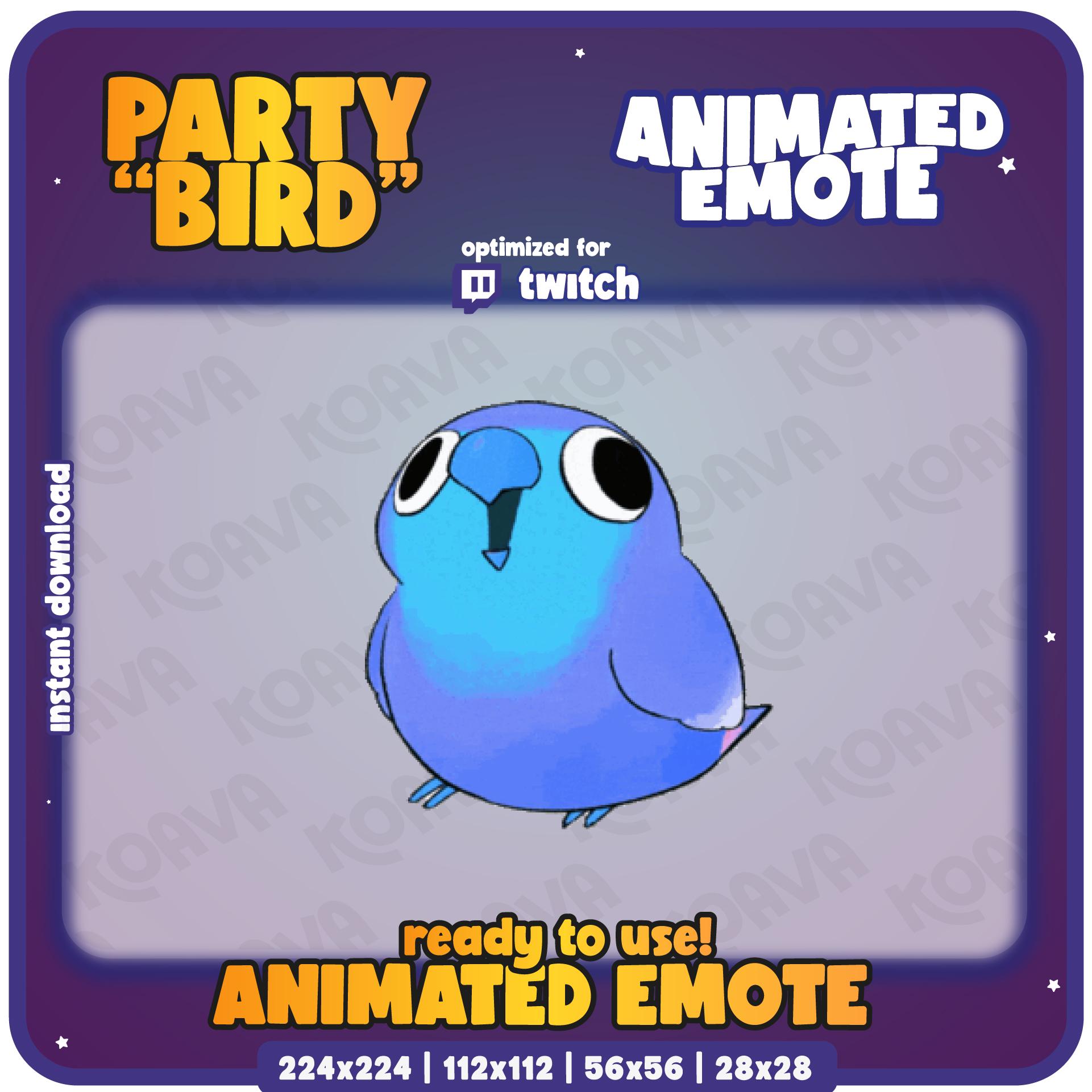Animated Party Bird Emote: Twitch, Kick, Discord (instant Download .ZIP ...