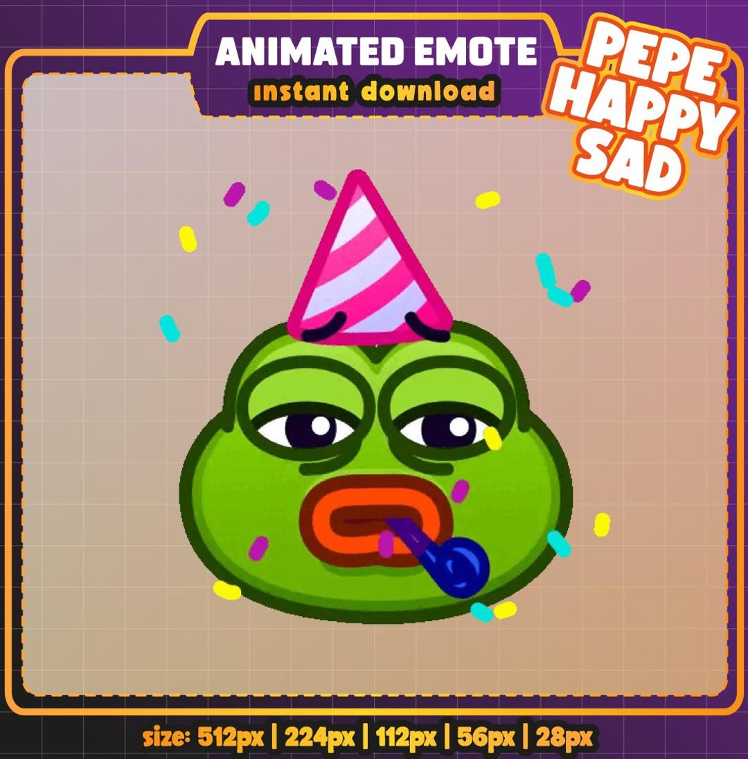 Animated Pepe Emote | Happy Sad Party Emote | Funny Twitch Discord ...
