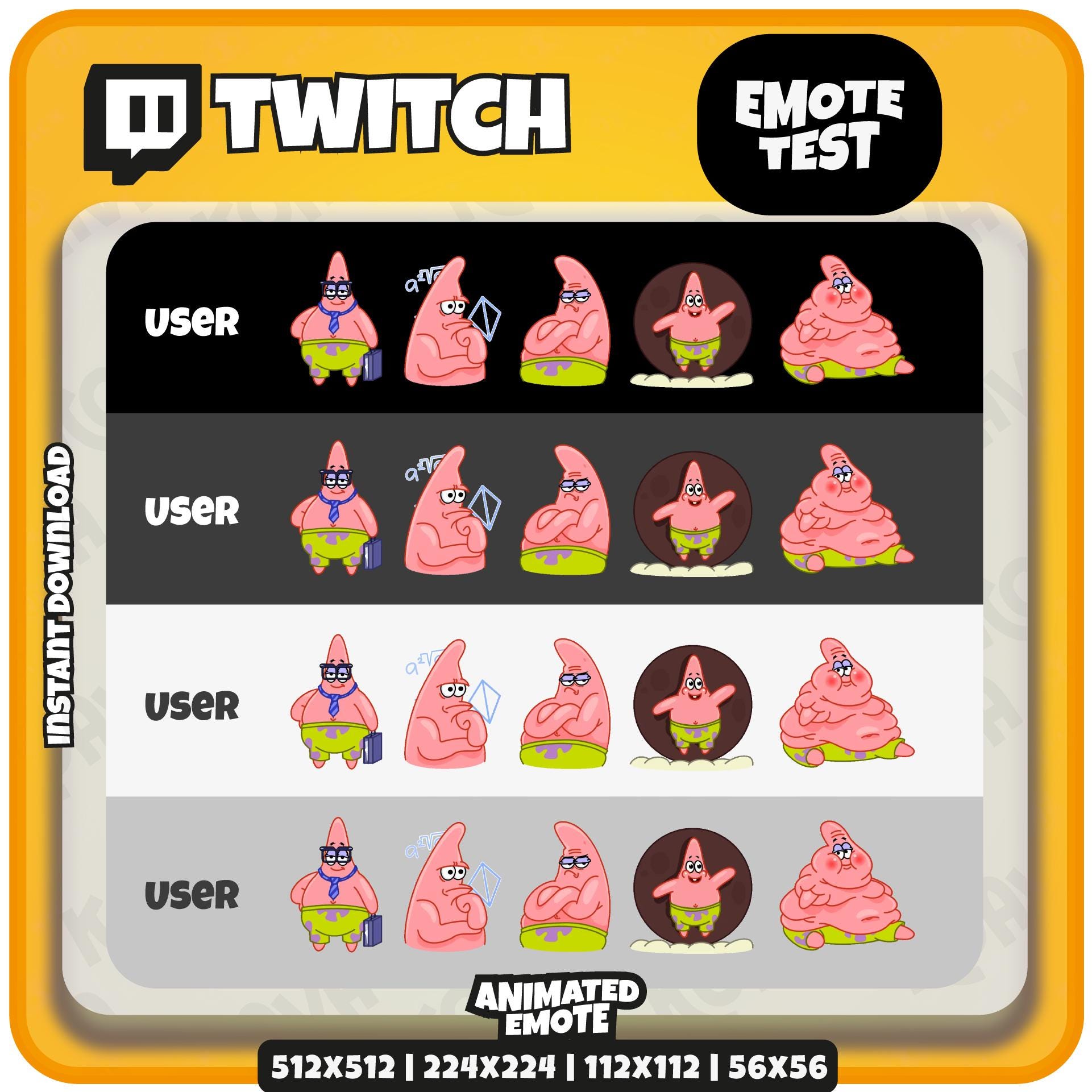 Patrick Animated Emote Pack: Funny Sponge Style Twitch/discord Emotes ...