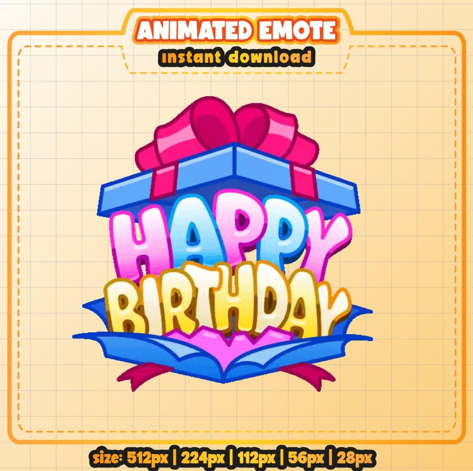 Happy Birthday Text Animated Emote | Twitch Discord Kick Emoji ...