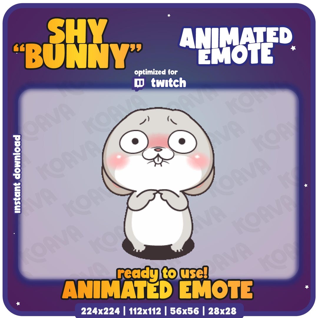 Twitch Animated Emote, Shy Bunny Meme, Cute Bunny, Animal, Ready to Use ...